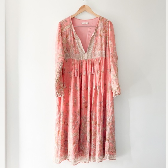 Spell | Dresses | Spell The Gypsy Pink Gold Boho Long Sleeve Midi ...